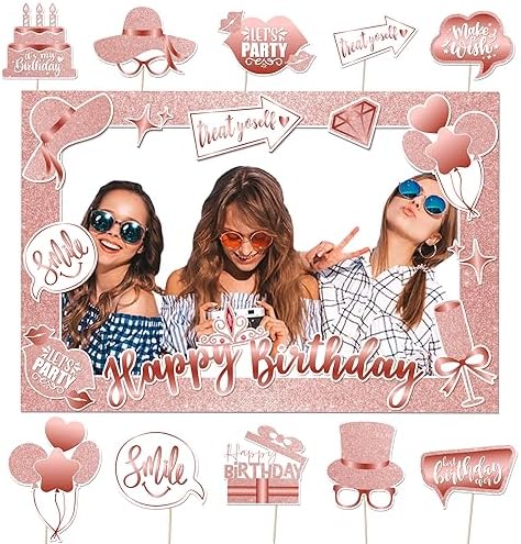 Amazon.com: LUOEM Happy Birthday Party Frame Photo Prop Birthday DIY ...