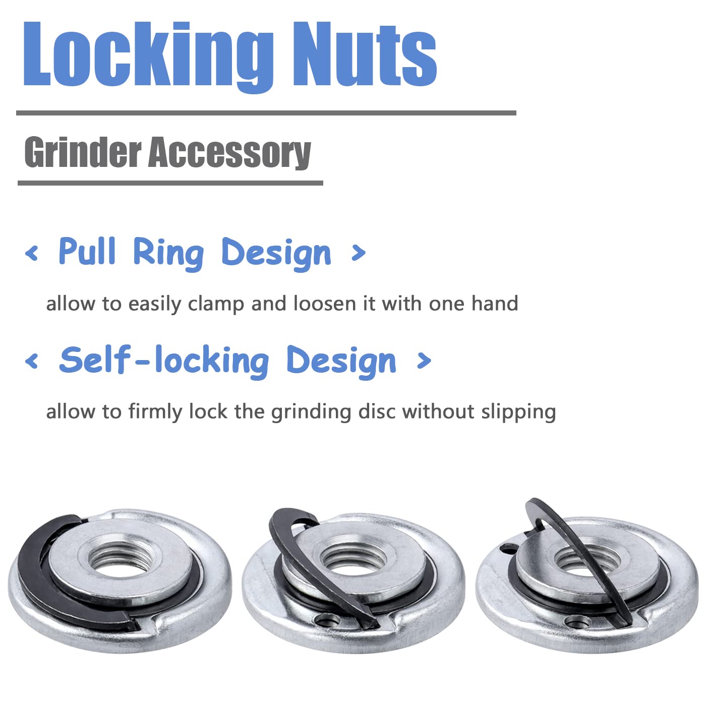 Snapklik.com : 2 Pieces M14 Quick Clamping Nuts Angle Grinder Locking ...