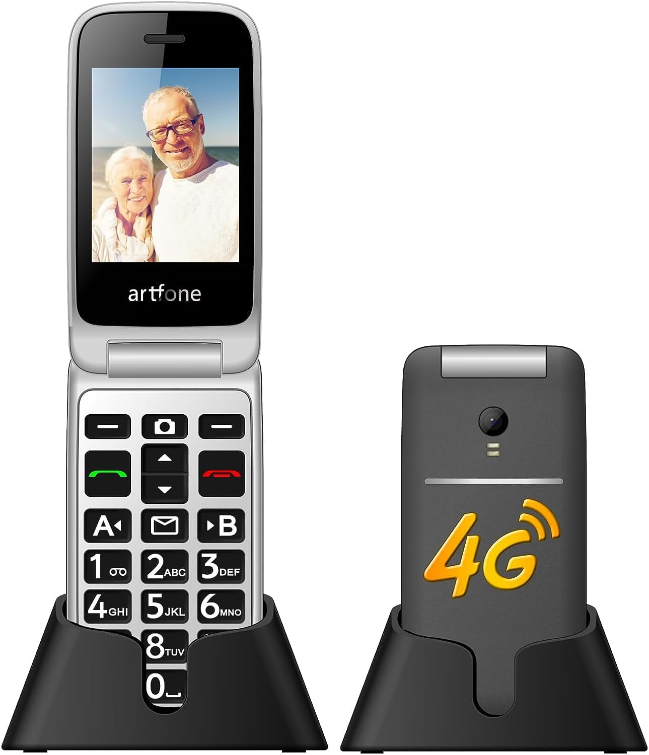 Artfone 4G Foldable Mobile Phone for Seniors with SOS Button, SIM-Free ...