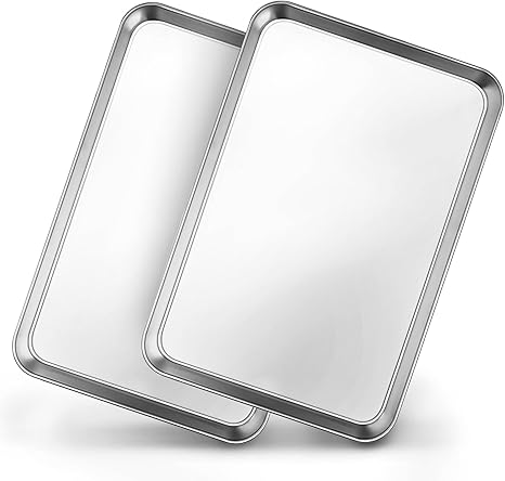 Baking Tray Set, 2 PCS Stainless Steel Oven Trays - Easy Cleaning ...