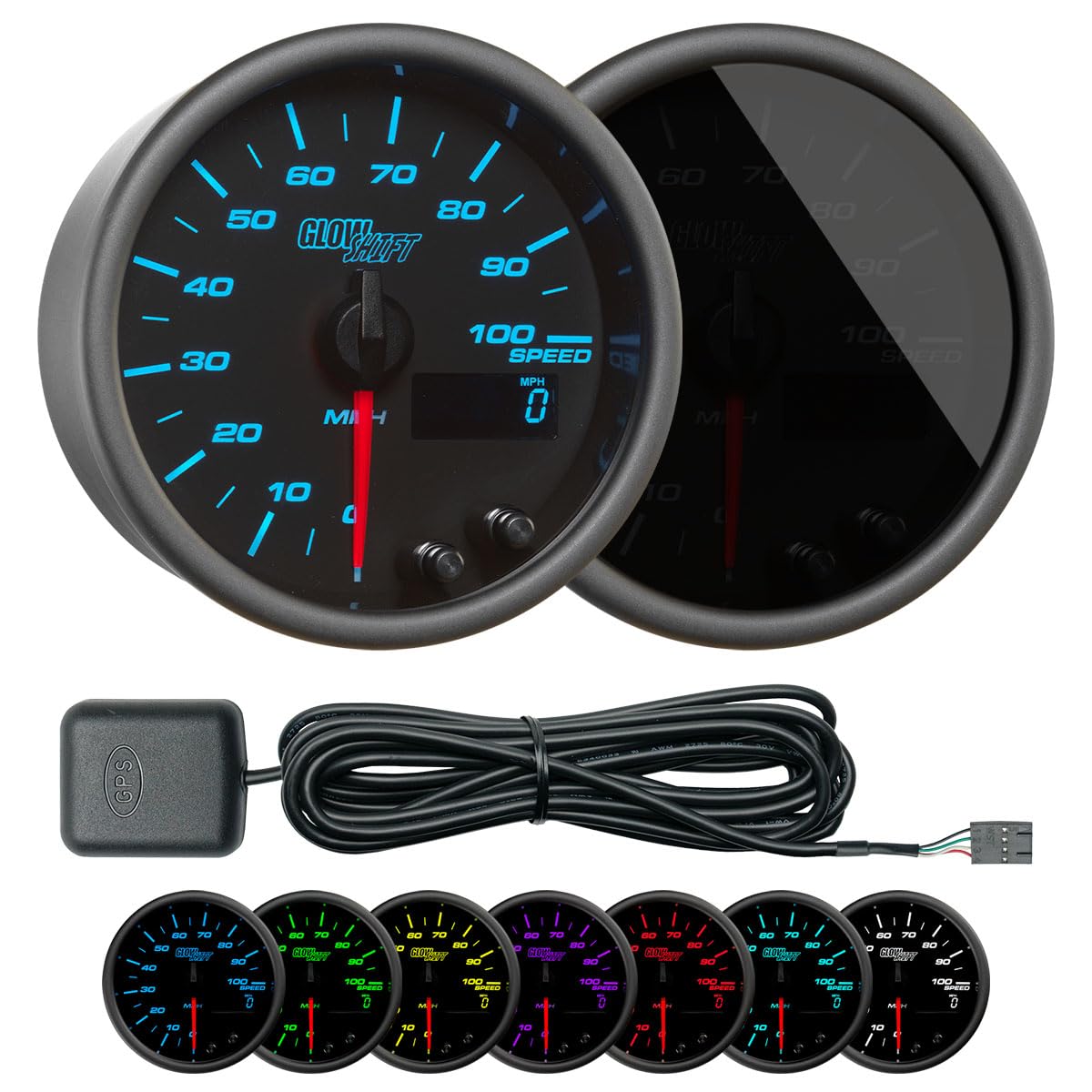 Amazon.com: GlowShift Tinted 7 Color 100 MPH GPS Speedometer Gauge with ...
