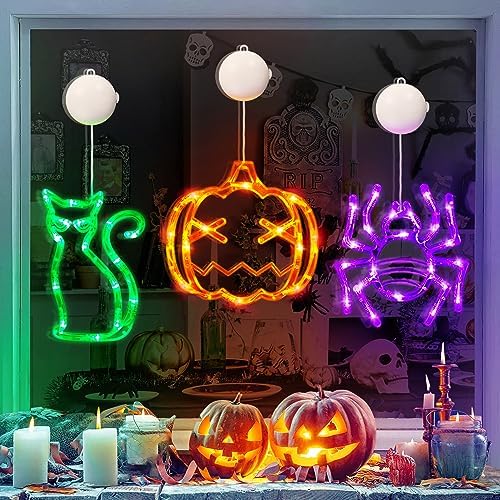 Amazon.com: GuassLee Halloween Window Decorations Lights - 2pcs Pumpkin ...