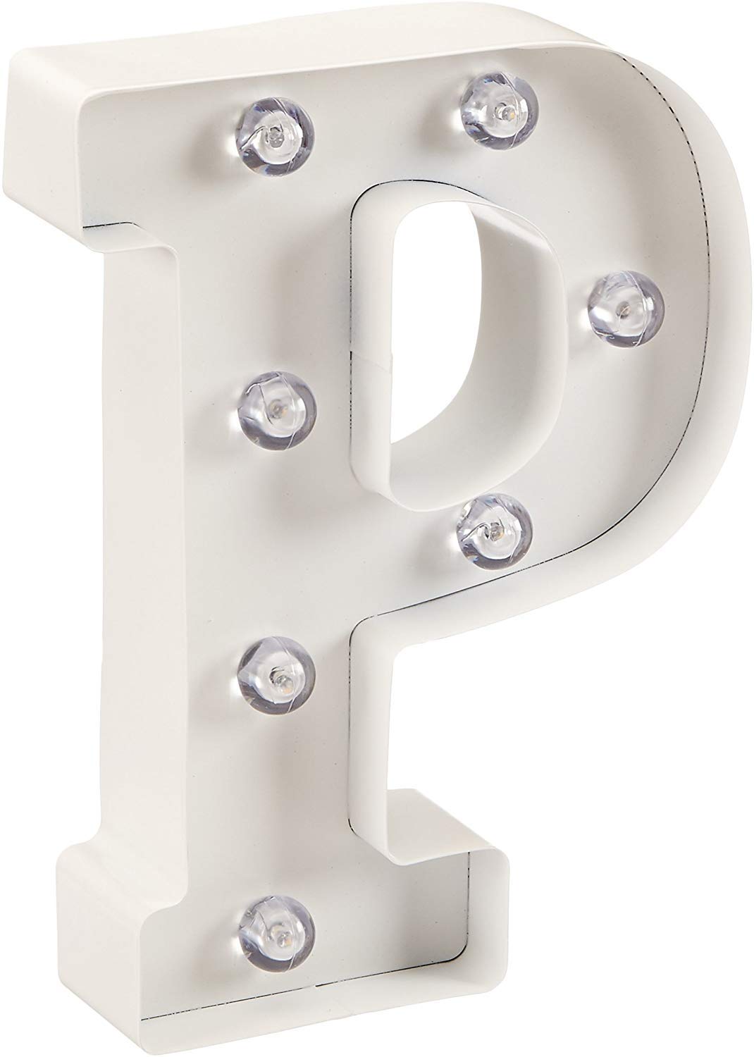 Snapklik.com : Darice White Metal Marquee Letter P - 9.87” Tall