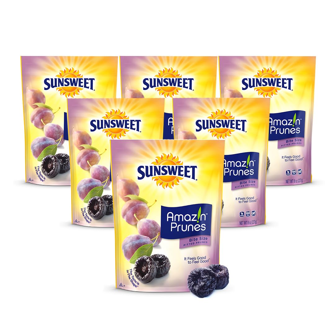 Sunsweet Amazin Prunes - Dried Pitted Bites, 8 oz Pouch (Pack of 6) in ...