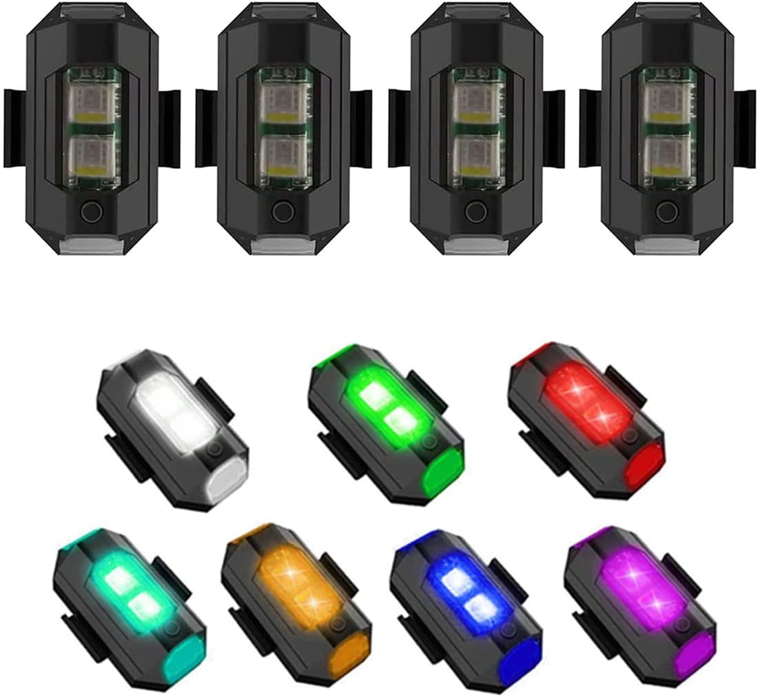 4Pcs LED Strobe Drone Light 7 Colors USB Charging Flying Anti-Collision ...