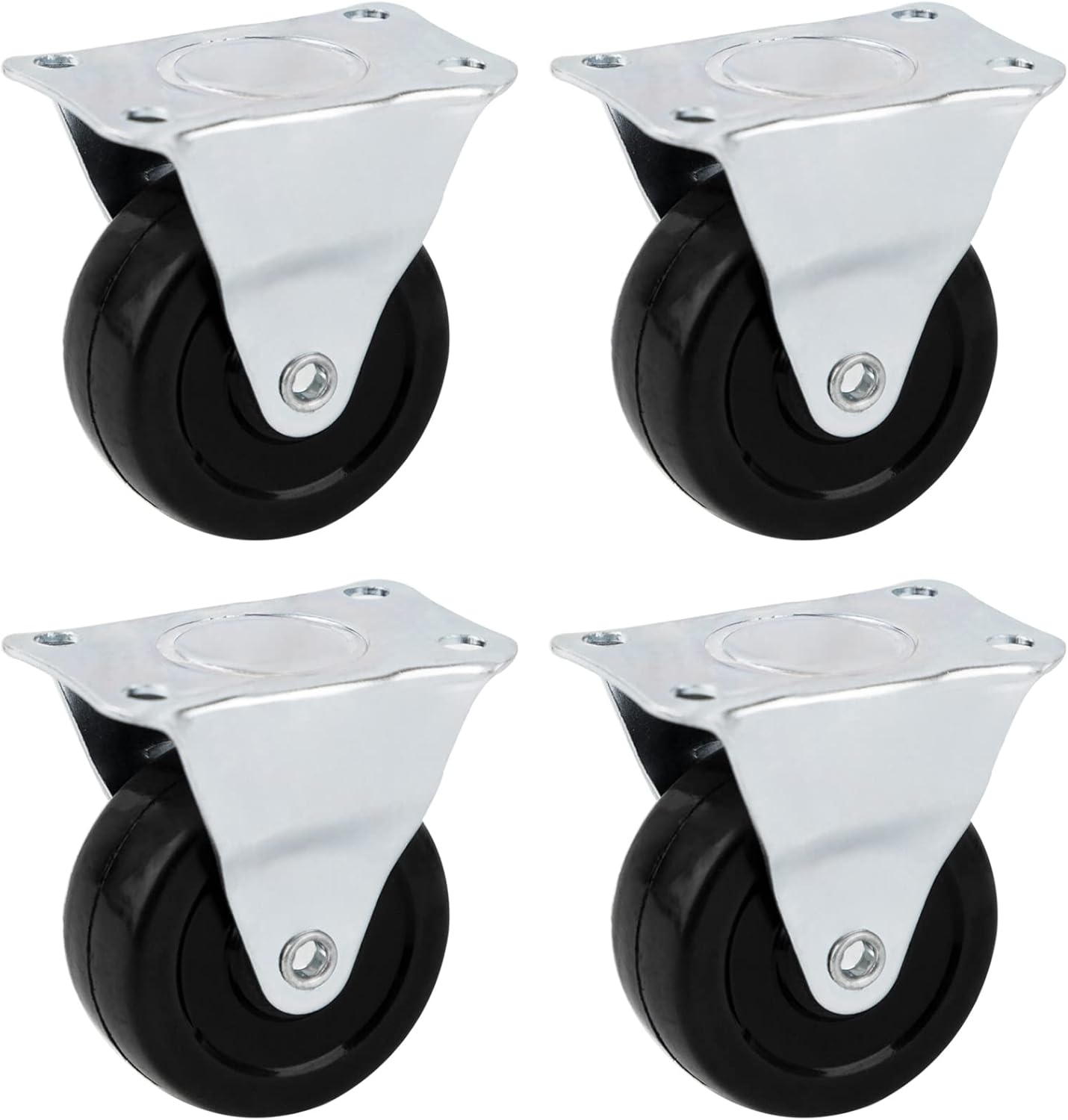 Amazon.com: AUEAR, 4 Pack 2 Inch Rubber Caster Wheels Heavy Duty Fixed ...