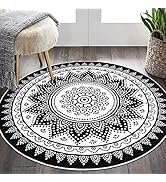 Amazon.com: HEBE 4 Ft Round Area Rug Soft Chic Bohemian Mandala Rugs ...