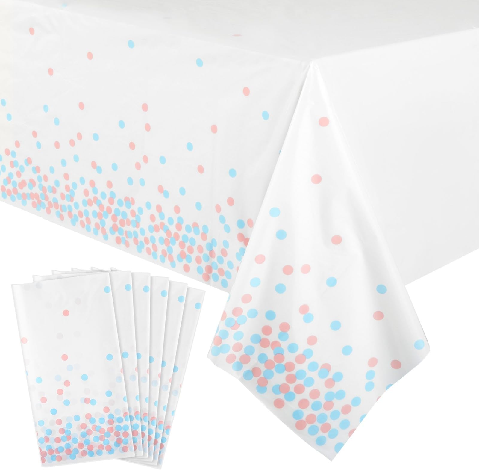 Amazon.com: 6 Pack Pink and Blue Confetti Plastic Table Covers for ...
