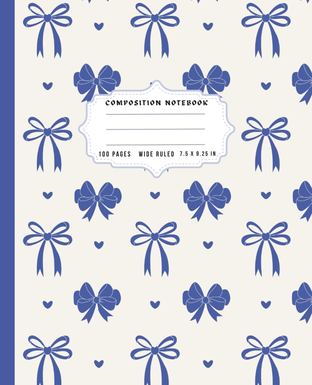 Cute Dark Blue Coquette Composition Notebook: Wide Ruled Girly Dark ...