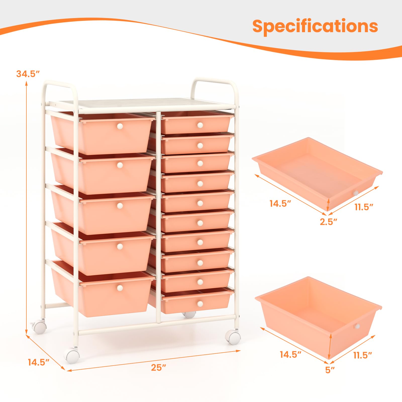 Snapklik.com : Giantex 15 Drawers Rolling Cart, Classroom Organizers ...
