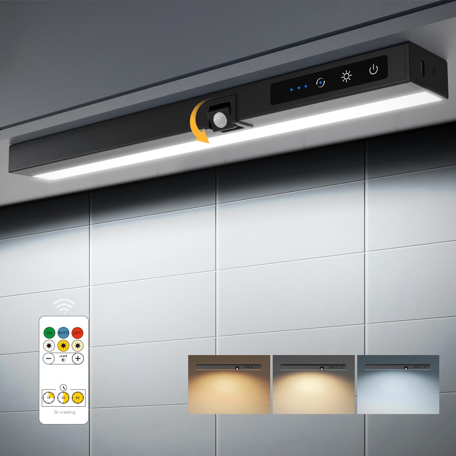 GOVSSING Under Cabinet Kitchen Lights, Adjustable Motion Sensor Lights ...