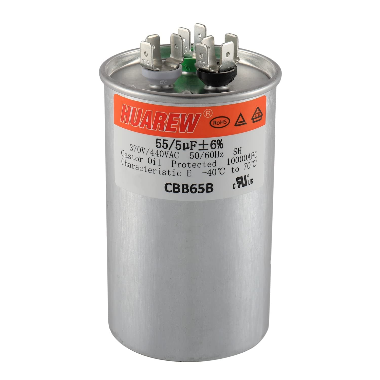 HUAREW 55/5 uF 55+5 MFD ±6% 370V/440V CBB65B AC Capacitor Dual Run ...