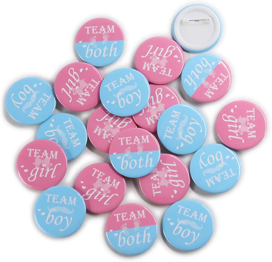 Amazon.com: Team Girl & Team Boy Button Pins - Gender Reveal Party ...