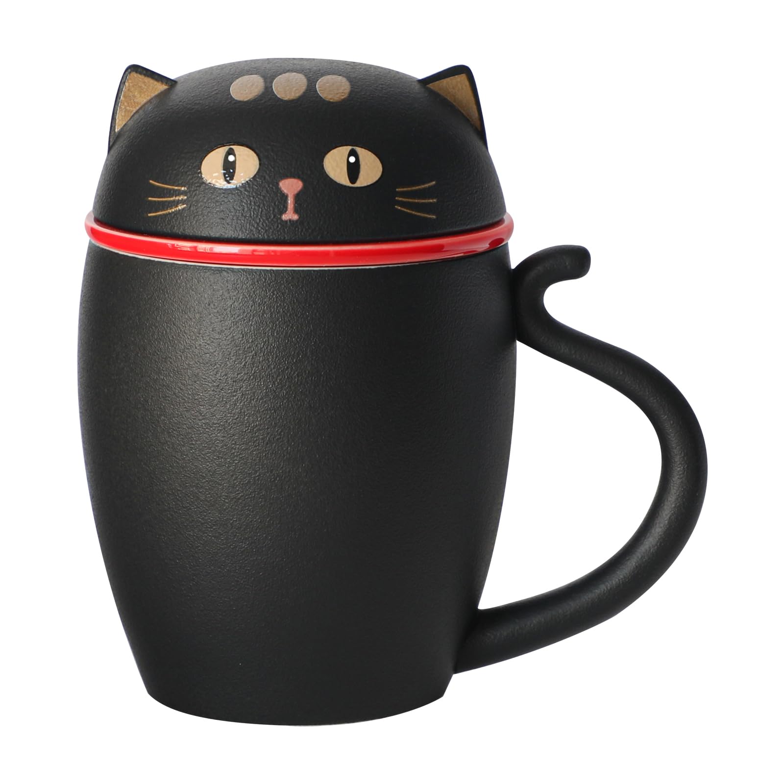 Amazon.com: HEER Ceramic Teacup with Infuser and Lid，Cute Cat Tea Mug ...
