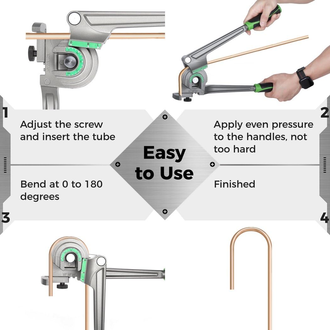 Snapklik.com : Pipe Tube Bender, 1/4"-3/8"-1/2" OD, 3-IN-1 Manual Level ...