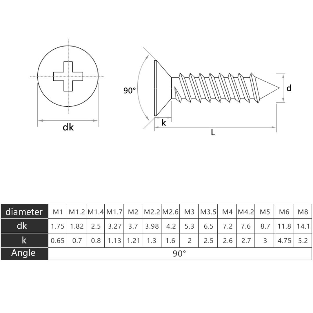 M5 Self Tapping Screw Stainless Steel Flat Head Self Tapping Screw ...