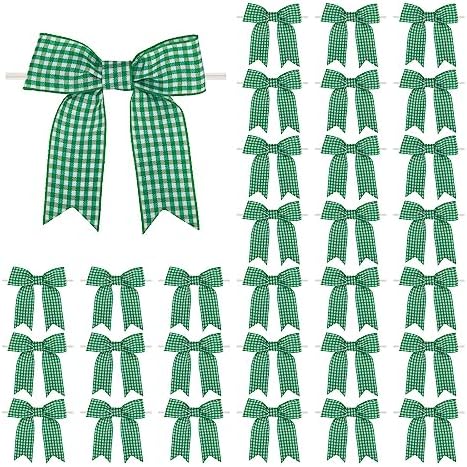 Amazon.com: Meseey 30 Pcs 3.5 Inches Gingham Ribbon Bows with Twist Tie ...
