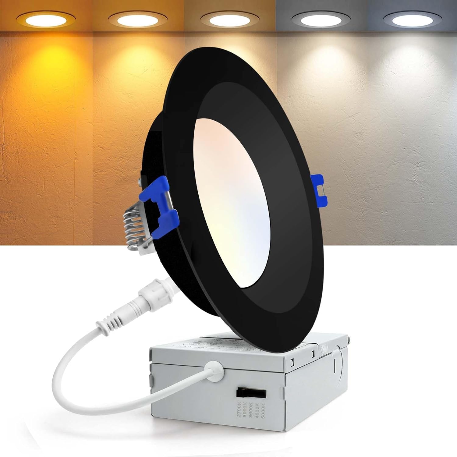 Adetu 4inch 5CCT Recessed Anti-Glare LED Downlight,Ultra-Thin LED ...