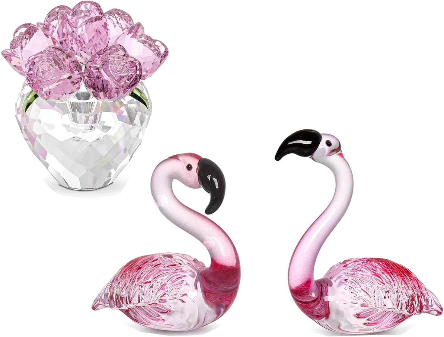 Amazon.com: LONGWIN Bundle of 1 Pair Hand Blown Glass Pink Flamingo ...