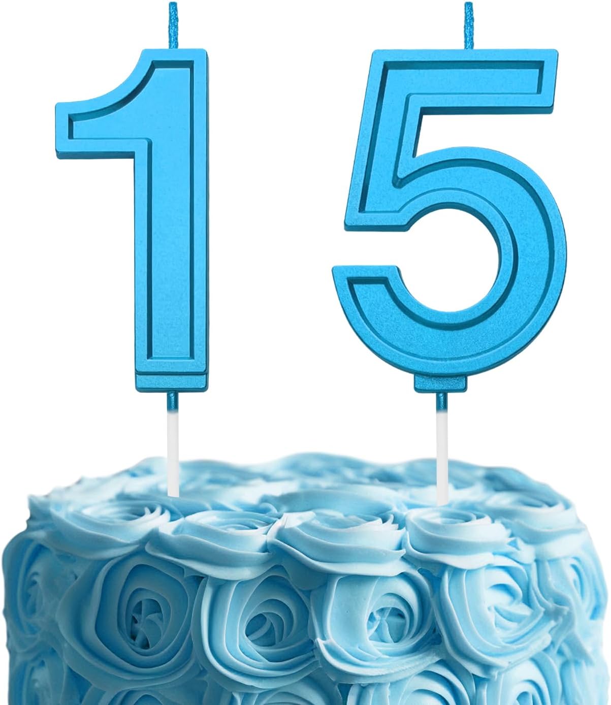 Amazon.com: Blue 15 Number Birthday Candles for Cake, 2.76 Inch Cake ...