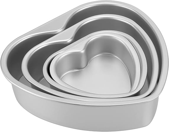 Amazon.com: MOUYAT 4 Pack Aluminium Heart Shaped Cake Pans Set, 5, 6, 8 ...