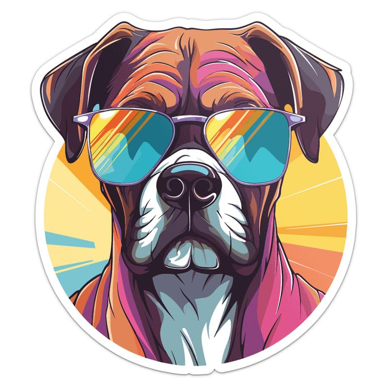 Amazon.com - Cool Boxer Dog Sticker - Waterproof Vinyl Decal for Car ...