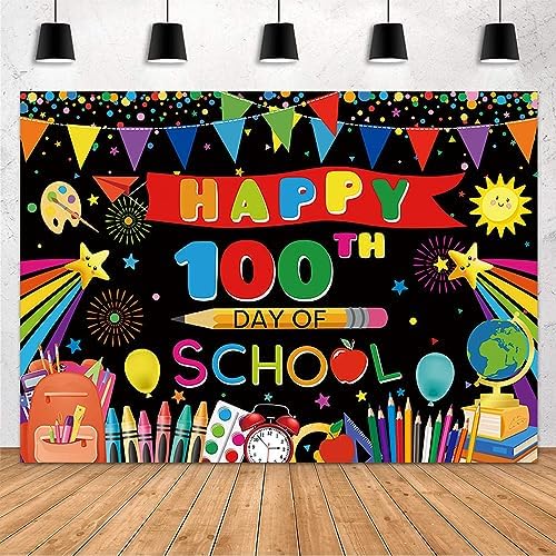 Amazon.com : MEHOFOND 7x5ft Happy 100th Day of School Party Backdrop ...