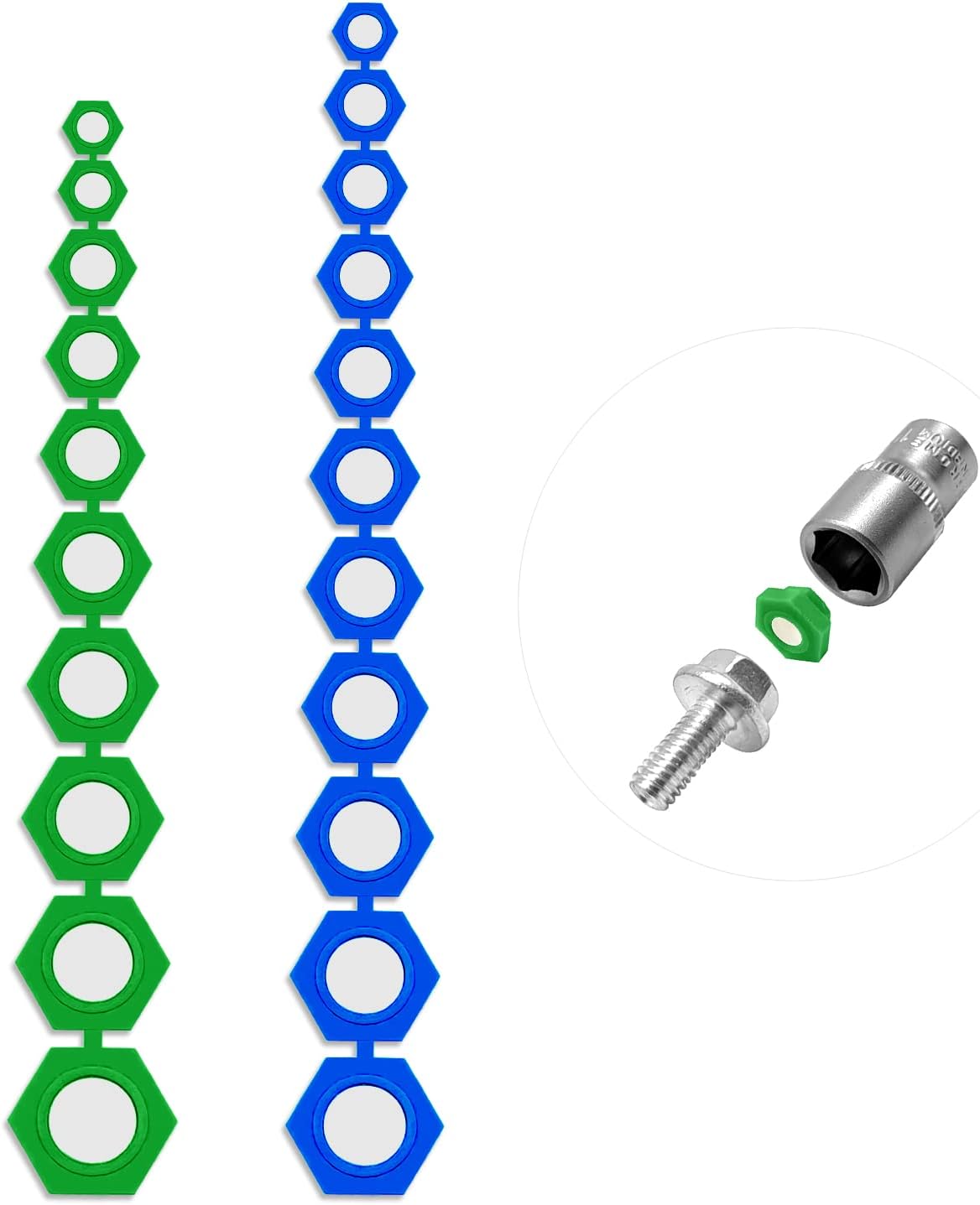 OUFKAR 21-Pieces SAE and Metric Magnetic Socket Inserts Set, 5/16" - 7/ ...