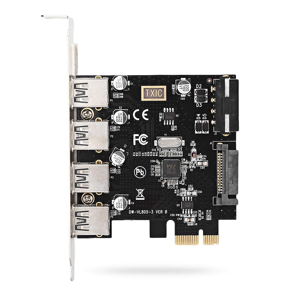 CY Card 4 Ports PCI-E to USB 3.0 HUB PCI Express Expansion Adapter ...