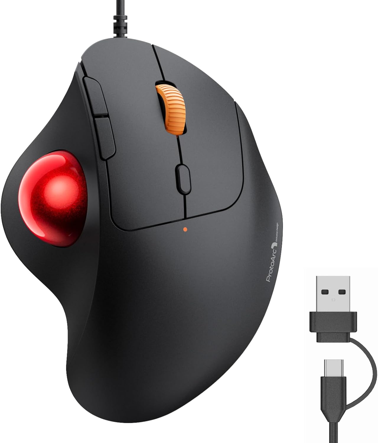 ProtoArc mouse Trackball con cable, EM04 con cable USB C ergonómico ...