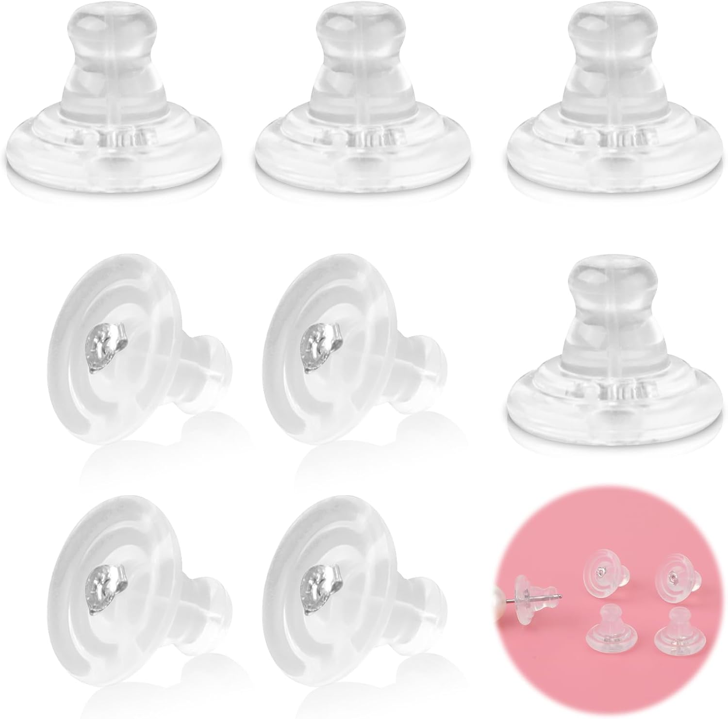 Amazon.com: Earring Backs, 8pcs Silicone Clear Earring Backs for Heavy ...