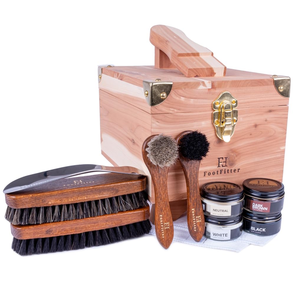 Buy FootFitter Classic Shoe Shine Valet Box Set - Quality Shoe Cleaning ...