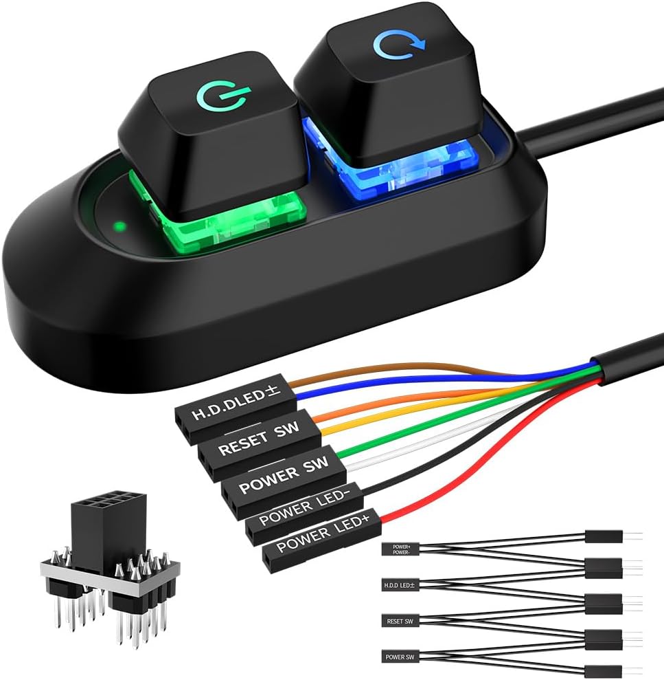 Amazon.com: PC Power Button, Desktop Switch Splitter ON Off Reset SW ...