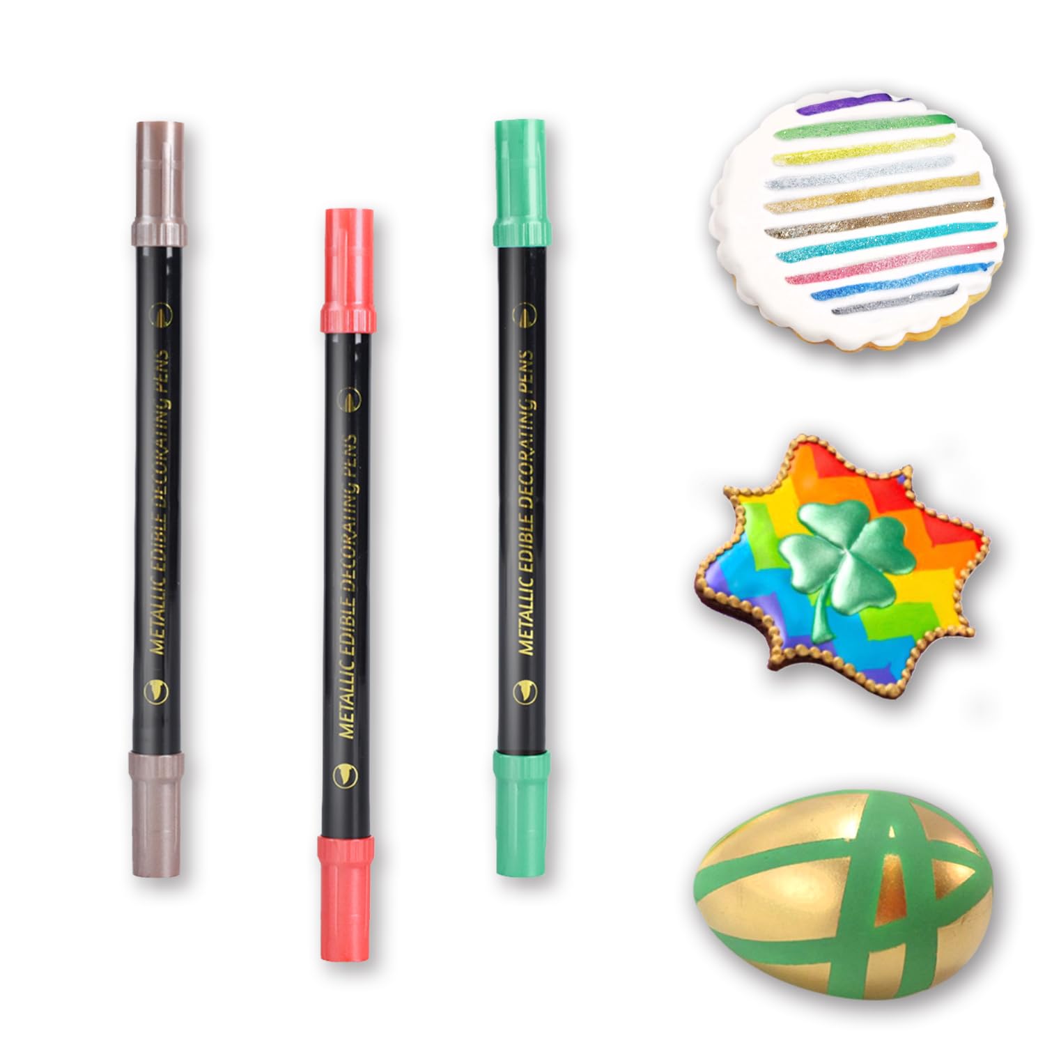 Amazon.com : Edible Metallic Markers, 3Pcs Food Shimmering Color Pens ...
