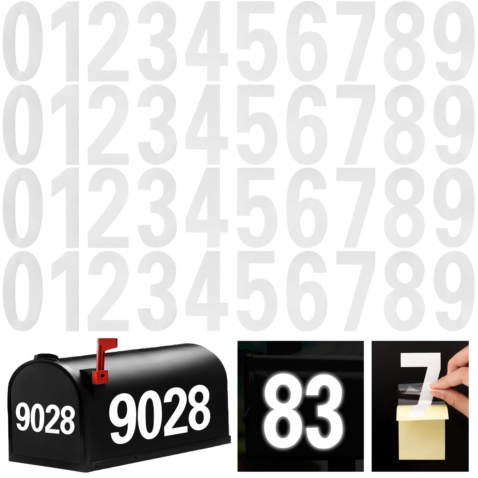 Amazon.com: Reflective Mailbox Number for Outside, 4 Inch 4 Sets Vinyl ...