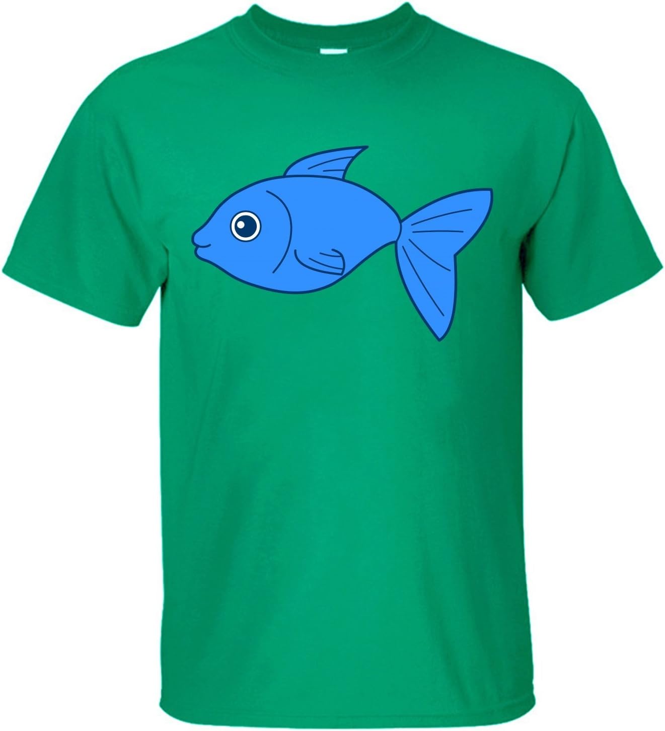 Amazon.com: POOII Cartoon Blue Fish Men Short-sleeve T shirt green XL ...