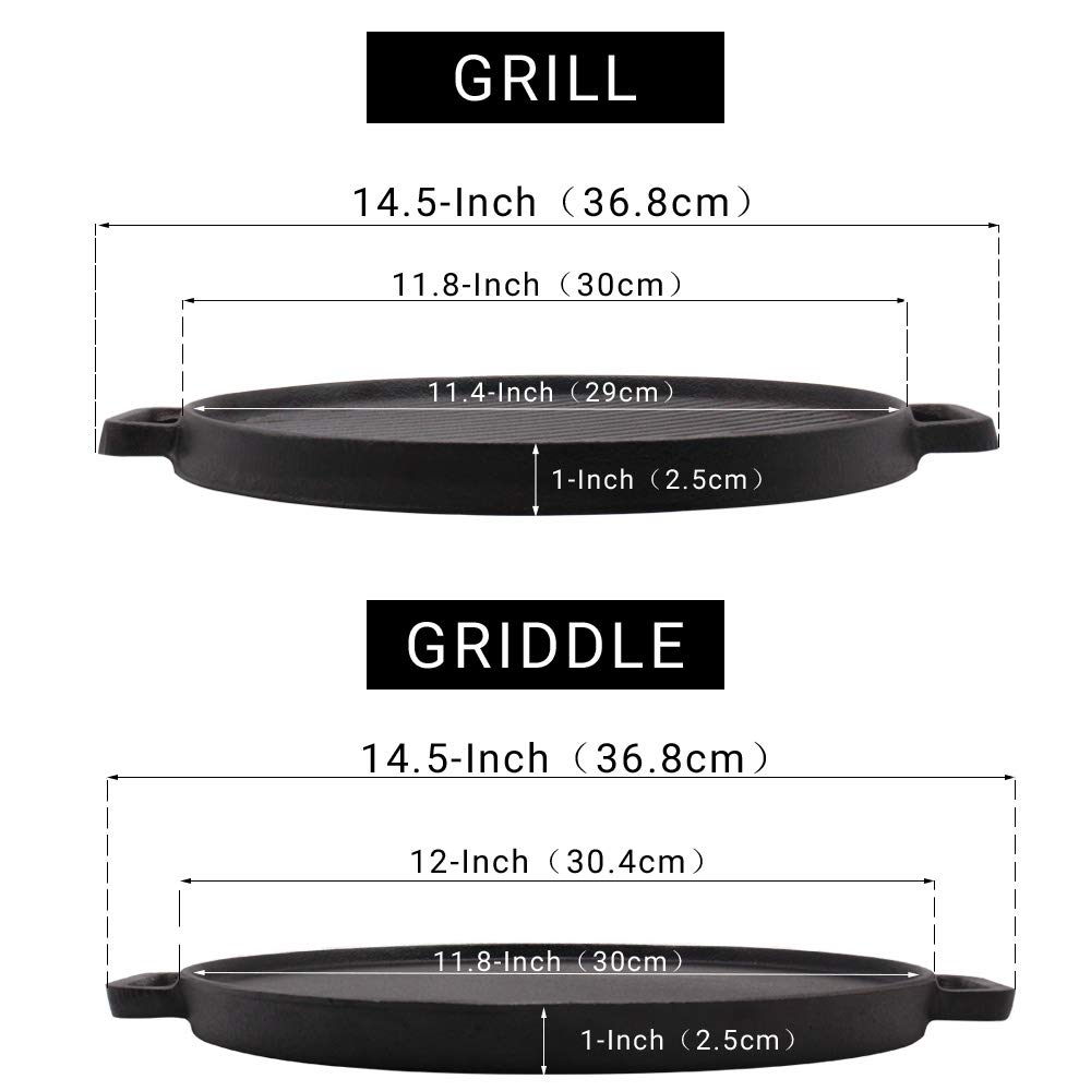 Snapklik.com : Reversible 12-Inch Double Handled Cast Iron Stovetop ...