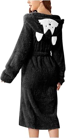 Lightweight Robe plus Size Women'S Double Pocket 3d Ear Hooded Flannel ...