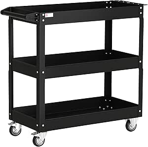 DURHAND 3 Tier Rolling Tool Cart with Wheels, 330 LBS Capacity Heavy Duty Utility Cart, Steel ...