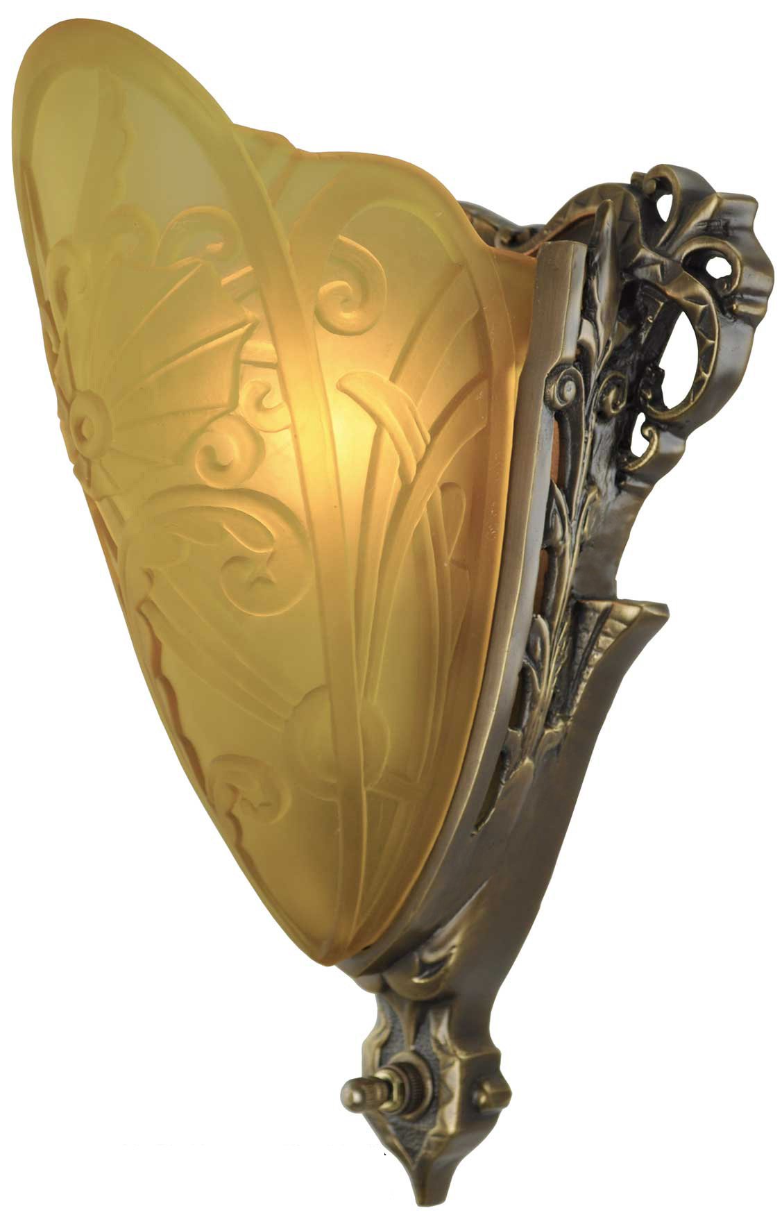 Art Deco Slip Shade Medieval Sconce With Amber Shade (282-LES2-DK ...