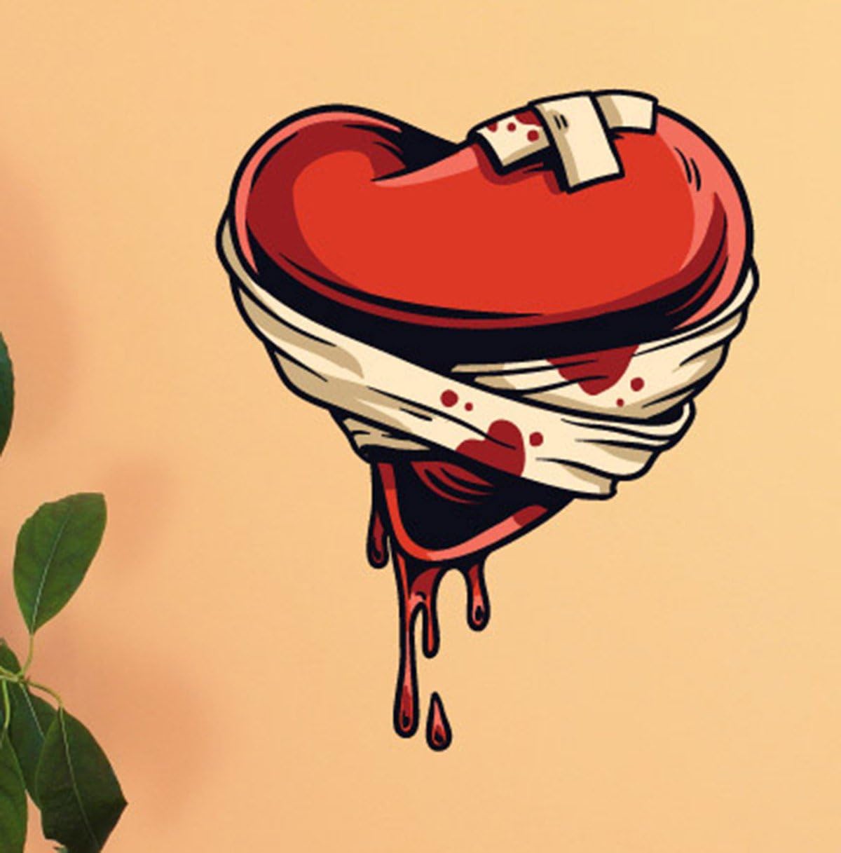 Amazon.com: Bandaged Heart Wall Decals Stickers USColor011, White w/Red ...