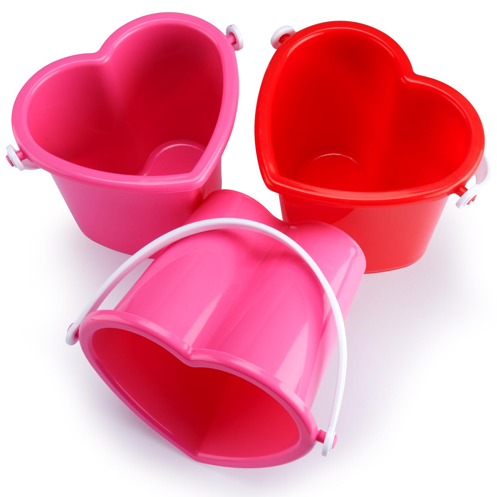Amazon.com: Layhit 6 Pcs Valentine's Day Heart Shape Sand Buckets Red ...