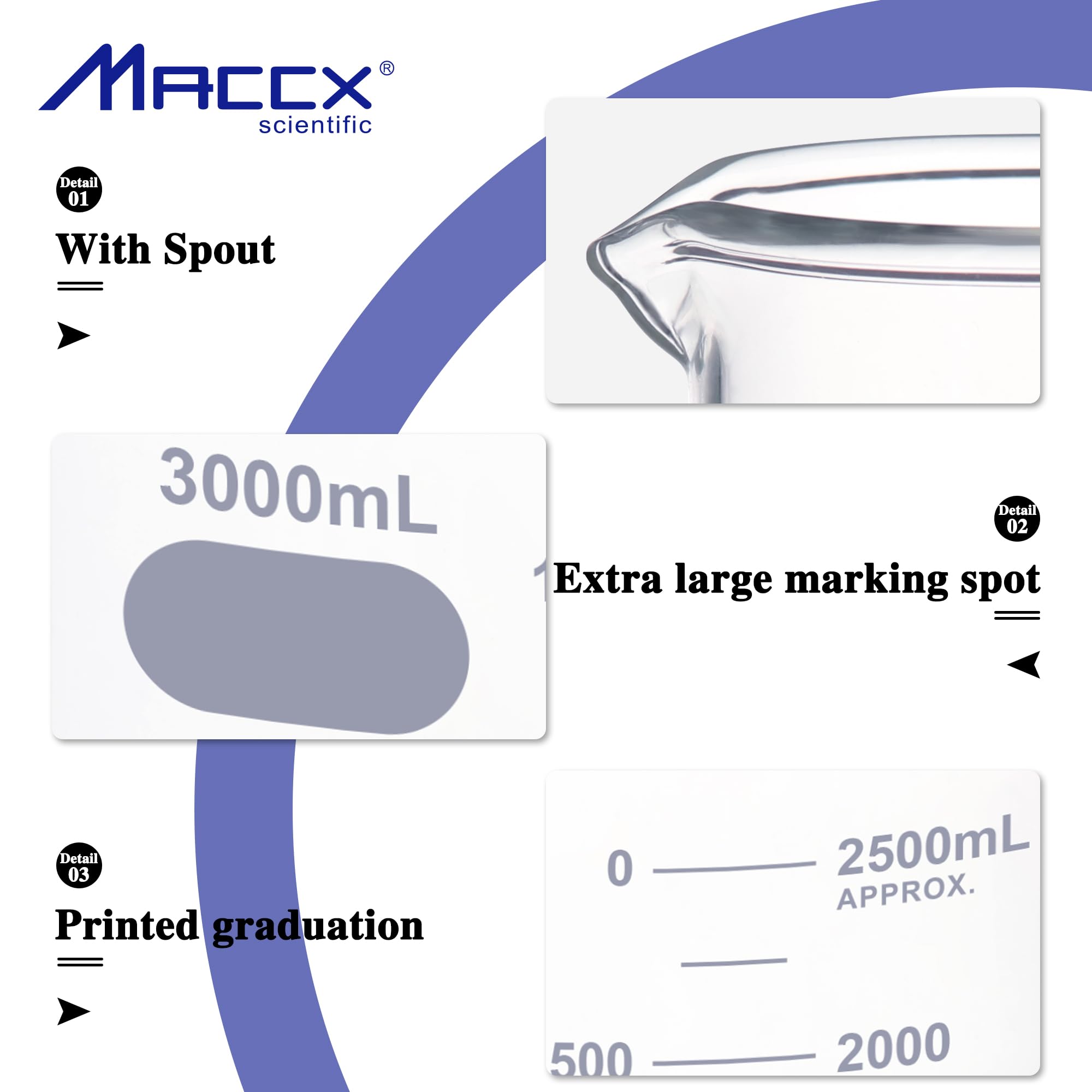 Snapklik.com : Maccx 101.5oz(3000ml) Sturdy Glass Beaker, Heavy-Duty 3L ...