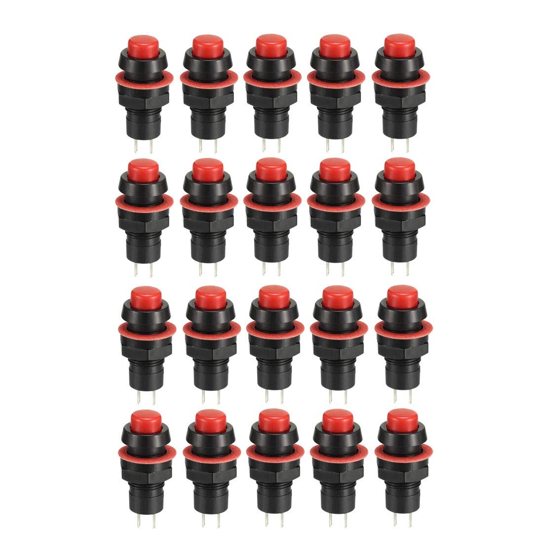 uxcell 10mm Mounting Hole Red Momentary Push Button Switch SPST NO ...