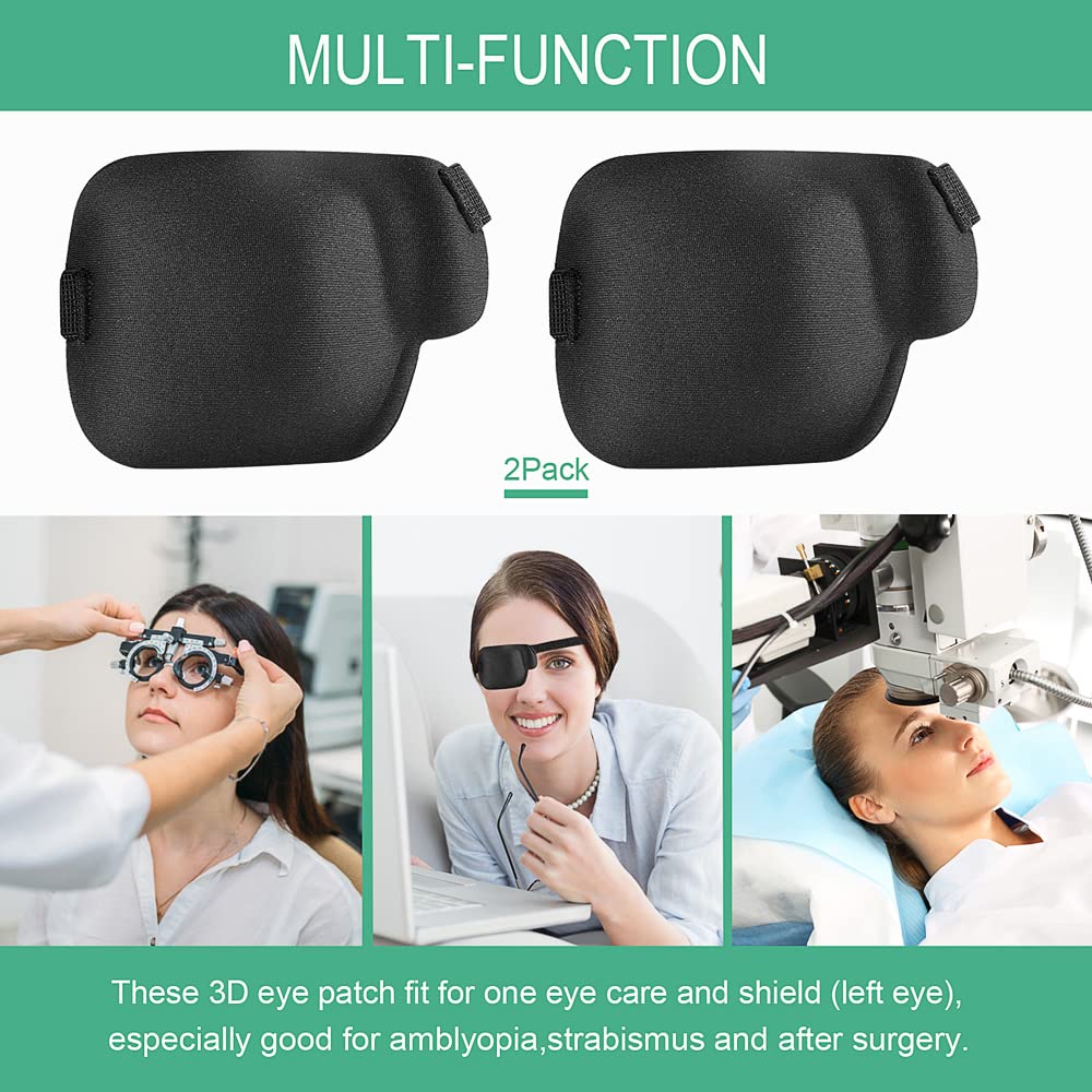 AMZVIO 2 parches oculares para adultos, parche ocular 3D médico, parche ...