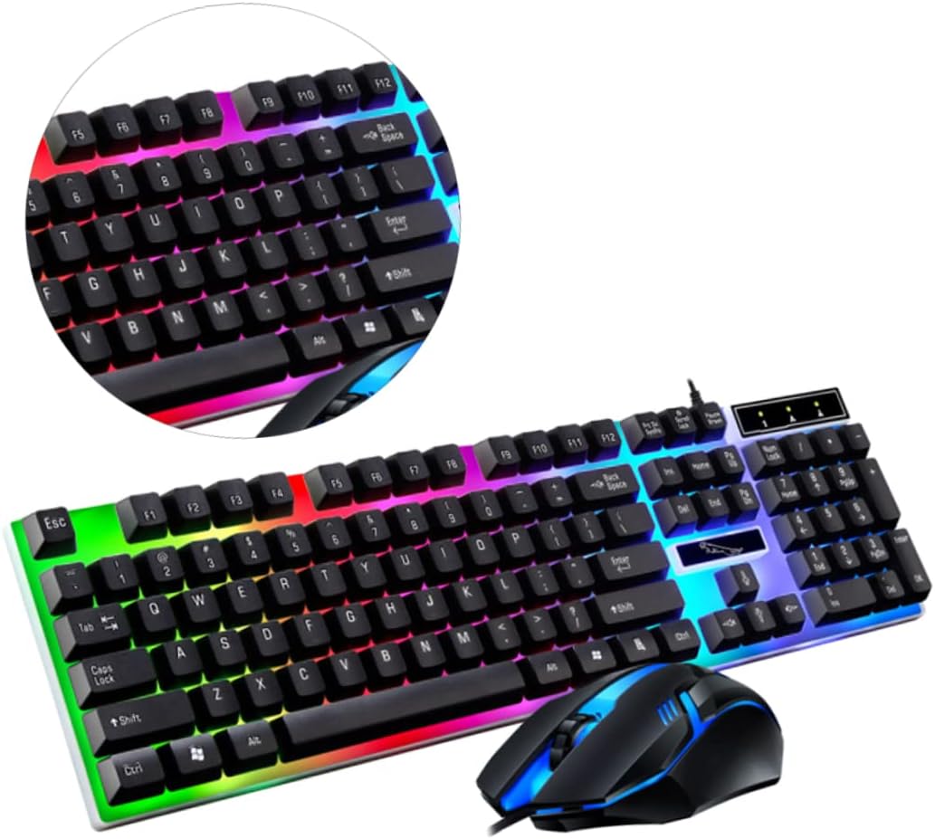 Amazon | NUOLUX セット LED キーボード と USB キーボード と コンパクト キーボード ワイヤレス キーボード ゲーム キーボード バックライト メカニカル ...