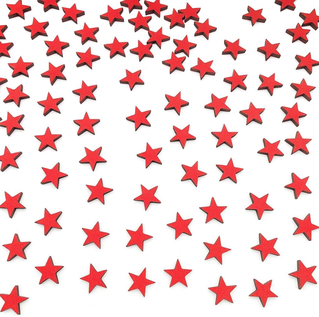 500 Pcs Red Wooden Stars 0.35 in Small Craft Stars Mini Wooden Star ...