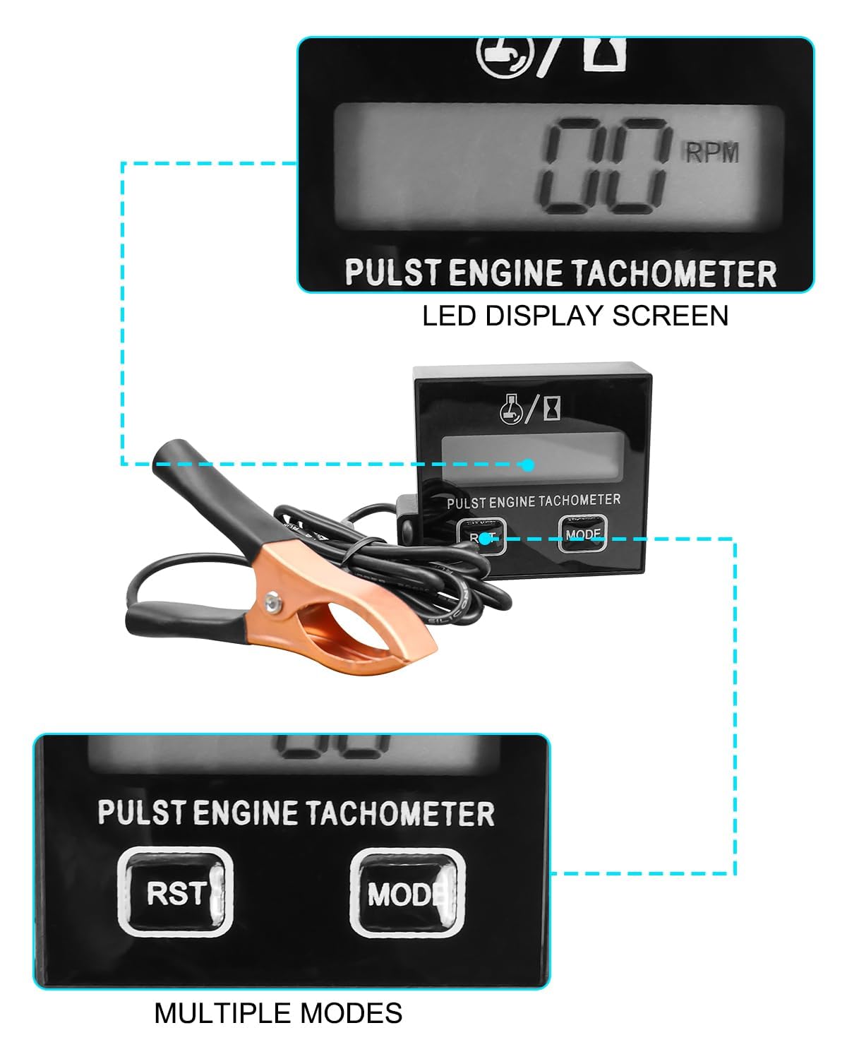 Snapklik.com : Small Engine Digital Inductive RPM Tachometer Tool Fit ...