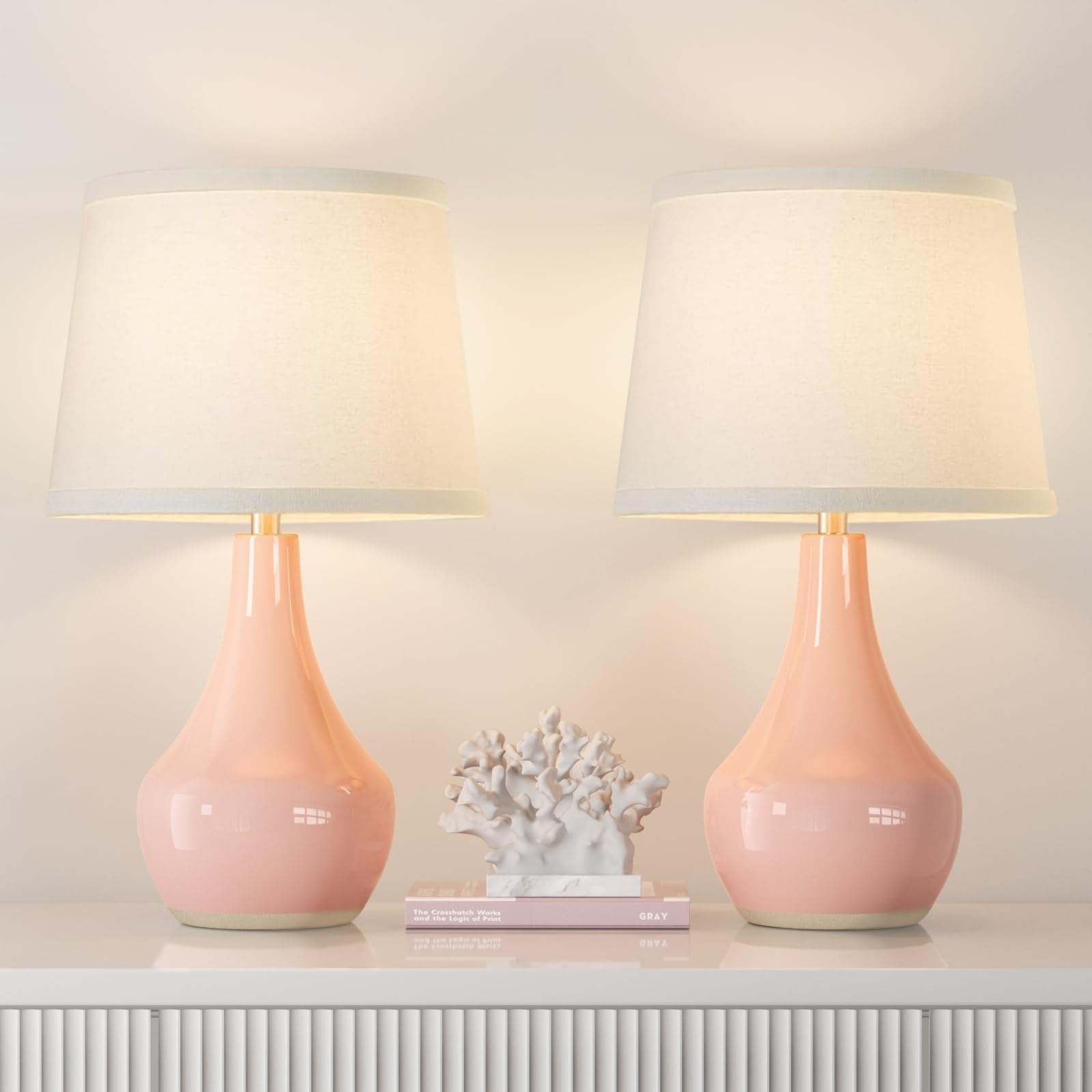 Snapklik.com : Seealle Modern Pink Table Lamps Set Of 2 - Bedroom Lamps ...