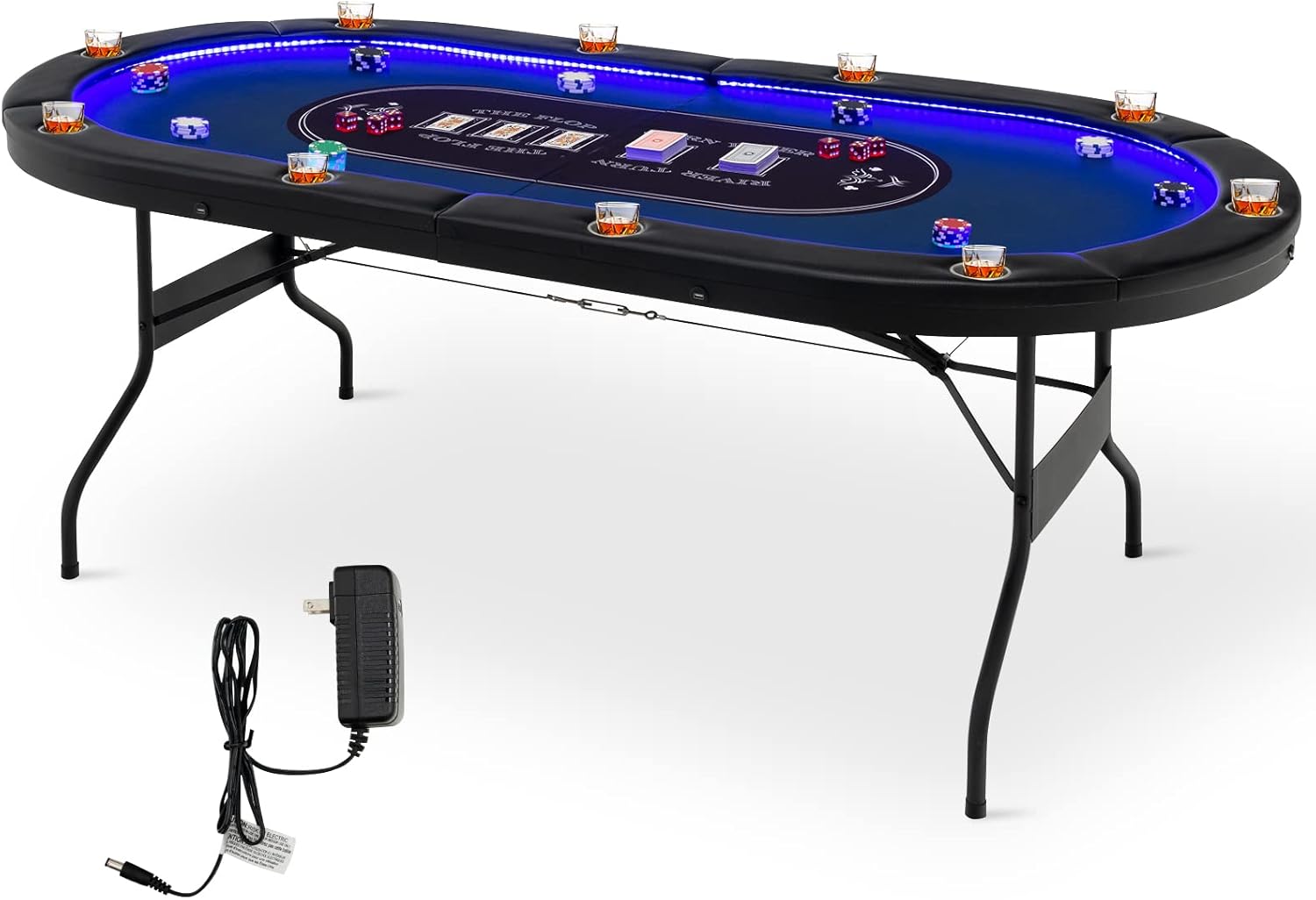 Giantex 10 Players Poker Table with Cup Holder, Folding Casino Leisure ...